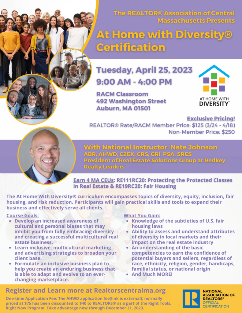 At Home with Diversity® Certification - REALTOR® Association of Central ...